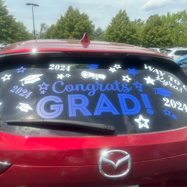 Congrats Grad! Custom Name, Graduation Caps, Scrolls, Stars and Year ...