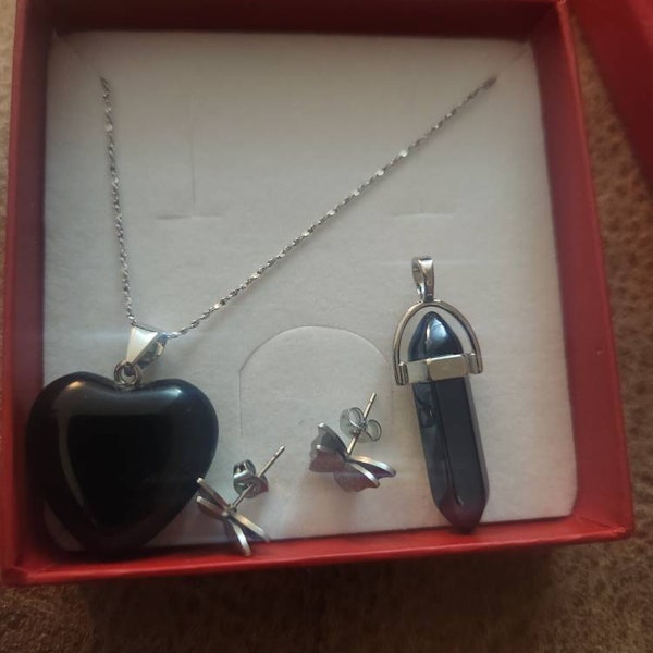 Jet Black Obsidian Pendant Heart Pendant, Gift for Her - Black Obsidian ...