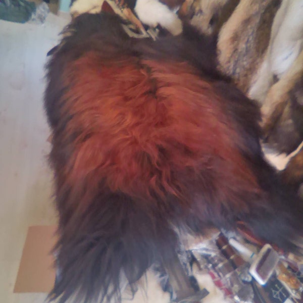 GIANT SHEEPSKIN Triple XXL Black Throw Genuine Leather Sheep Skin 64 X ...