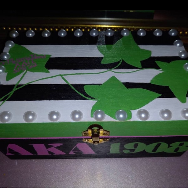 AKA Alpha Kappa Alpha Sorority Box Jewelry Box Jewelry Organizer Pin ...