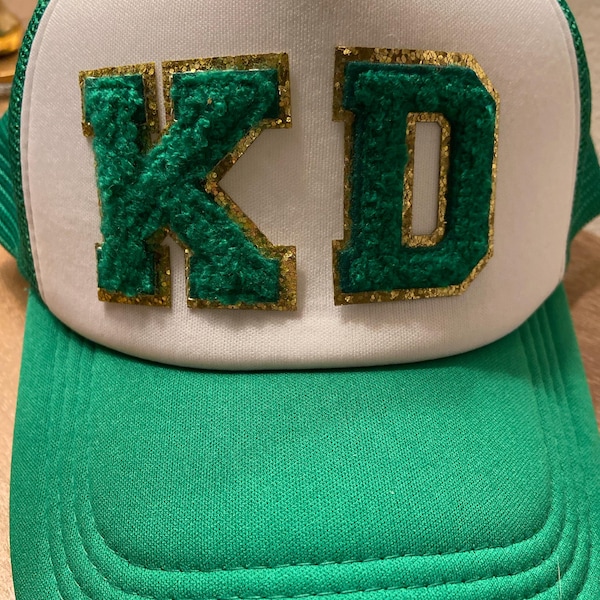 Chenille Letters - Green With Gold Trim - Self Adhesive and Iron on ...