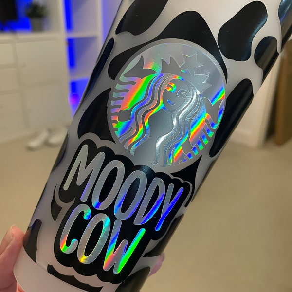 24oz Venti Cold Cup Cow Full Wrap With Ear Tag, Cow Print Svg, Cow Ear ...
