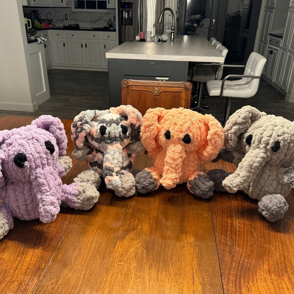Fingerknit Chunky Elephant Plushie Pattern With Video Tutorial Elephant ...