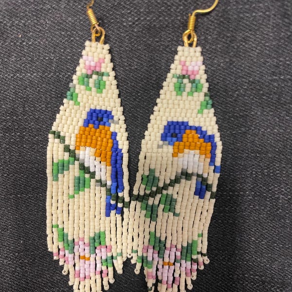 PDF BEADING PATTERN - Birds! Northern Cardinal Beaded Fringe Earrings ...