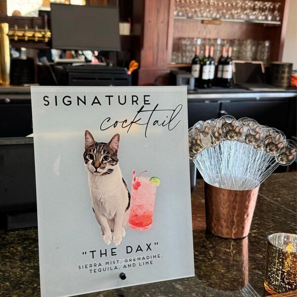 Signature Cat Cocktails Frosted Acrylic Wedding Bar Sign Custom Wedding ...