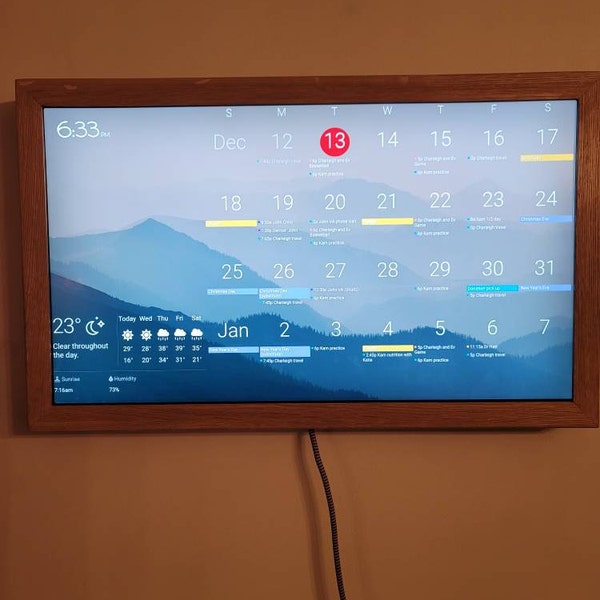 Digital Calendar 24 Inch in Wooden Frame, Home Planner, Family Command ...