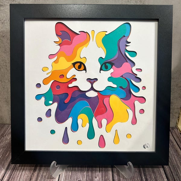 3d Cat, Shadow Box Templates / SVG for Cardstock / 3D Cat Shadow Box ...