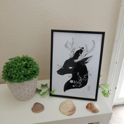 Black Wolf Chained Red Background Wolf Wall Art Gothic Home Decor Dark ...