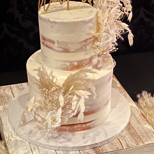 Cake Topper-white Dried Flower Cake Topper-party Cake Topper-wedding ...