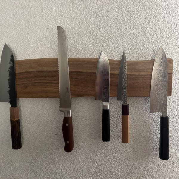 Handcrafted Oak Magnetic Knife Holder With Strong Neodymium Magnets ...
