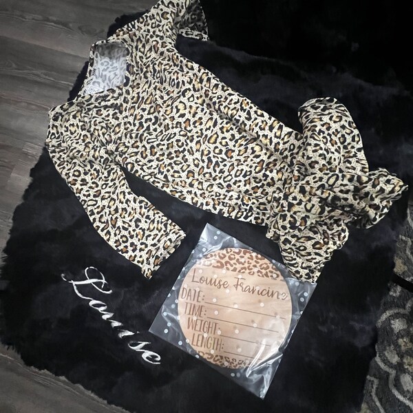 Leopard Print Birth Announcement Sign, Birth Stats, Animal Print, Laser ...