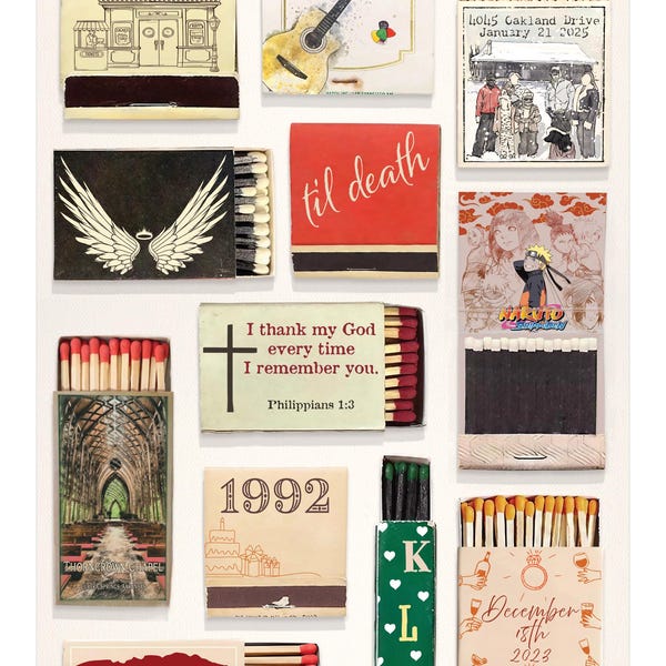 CUSTOM Matchbook Art | Personalized Digital Matchbox Wall Art Gift ...