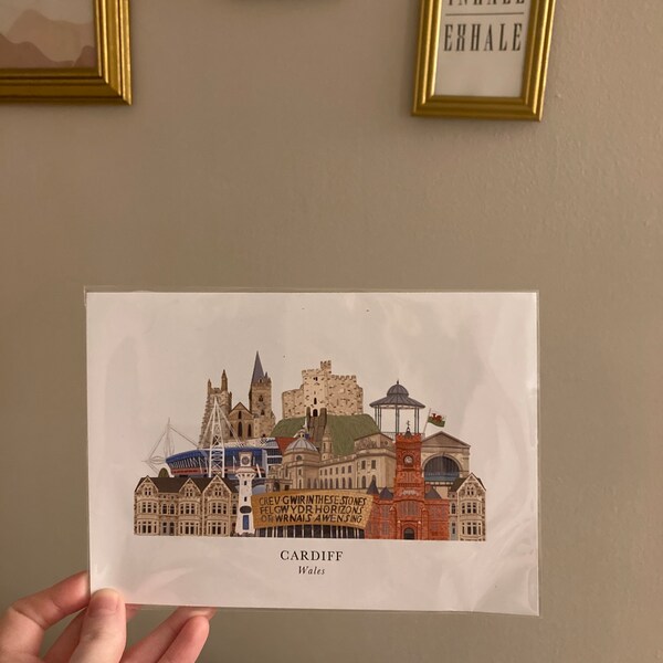 Cardiff Map, Illustrated Map of Cardiff, Cardiff Print, Cardiff Art ...