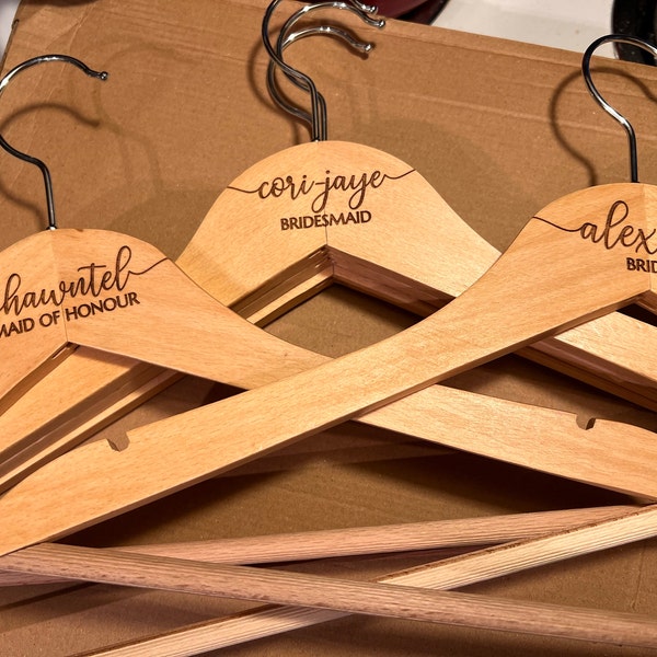 Personalized Bridesmaid Hangers, Wooden Engraved Hanger, Wedding Hanger ...