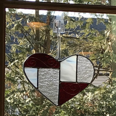 Medium Stained Glass Snowflake With Cobalt Blue Gems, Handmade Stained ...