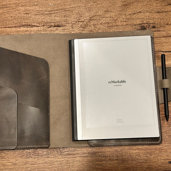 Remarkable 2 Case Organizer Personalized Brown Leather Folio For