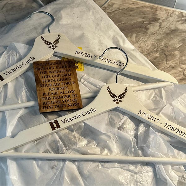 Personalized Air Force Retirement Hangers: Veteran Made Gift (two Pack ...
