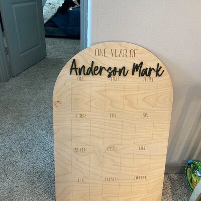 One Year of Photo Board, Wood Photo Board, Milestone Board, 1st ...
