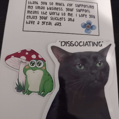 Dissociating Sticker, Zoning Out Black Cat Meme, Dissociative Sticker ...
