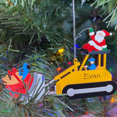 Personalized Christmas Bulldozer Skid Steer Construction Ornament Wood ...