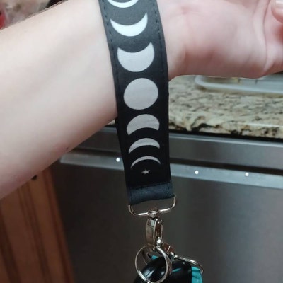 Moon Keychain Wristlet Moon Phase Key Fob Witchy Things Moon Lanyard ...