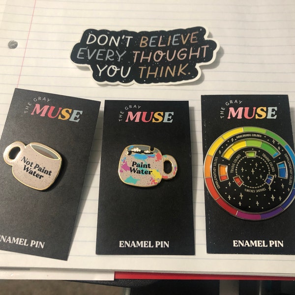 Paint Water Cup Enamel Pin, Funny Artist Jewelry - Etsy