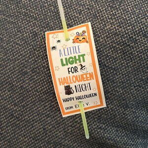 Glow Stick Tag, A Little Bit of Light for Halloween Night, Printable ...