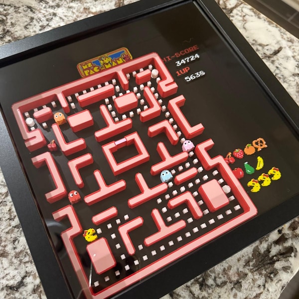Ms. Pac-man Shadow Box 3D Diorama 10.5” X 10.5” X 2.5” - Fan Art ...