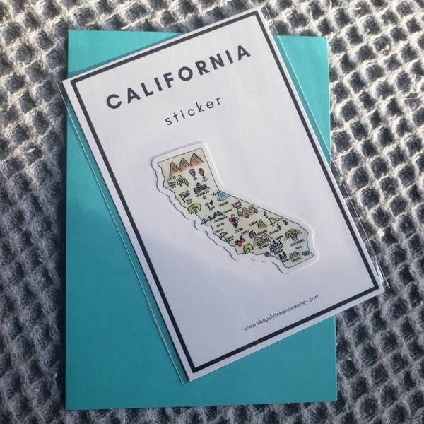 Watercolor California State Map Sticker+ FREE SHIPPING, California ...