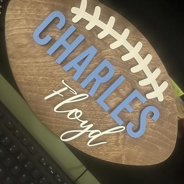 Football Name Sign | 18-36" Diameter | Round Sign | Child Baby Name ...