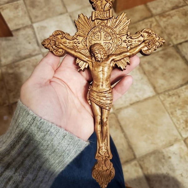 Crucifix Wooden Cross 9.5" 25 Cm, Carved Wooden Cross, Crucifix ...
