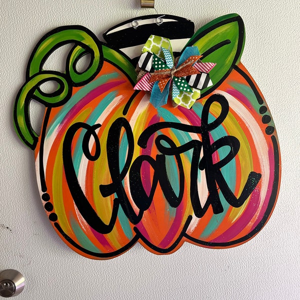 Fall Door Hanger - Pumpkin Door Decor - Autumn Door Sign - Thanksgiving ...