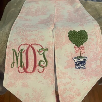 Cardinal Red Toile Holiday Wreath Sash for Front Door, Custom Monogram ...