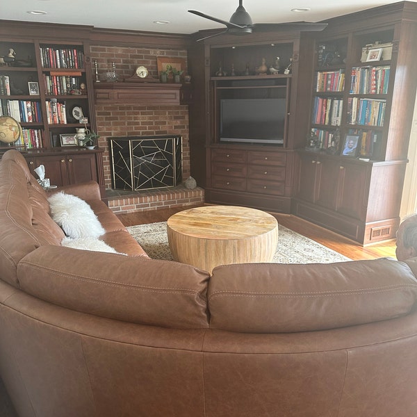 Coffee Table, Solid Wood Curved Coffee Table, Round Coffee Table, Unique Coffee Table, Handmade ...
