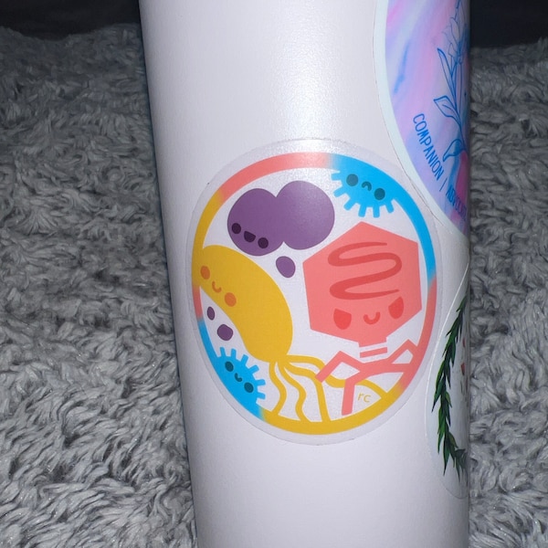 Transparent Pastel Microbiology Vinyl Sticker, Cute Vinyl Sticker ...