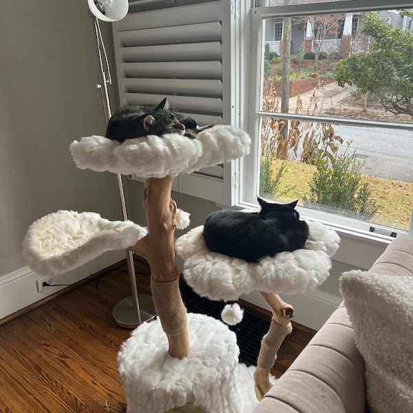 Modern Floral Cat Tree, Wooden Cat Tower, Modern Cat House, Cat ...