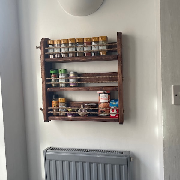 Rustic Reclaimed Wood Spice Rack: Wall Mounted Kitchen Storage - Etsy