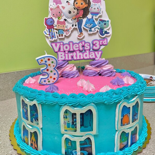 Gabby Dollhouse Cake Topper White Gabby Inspired Topper Toddler Cake ...
