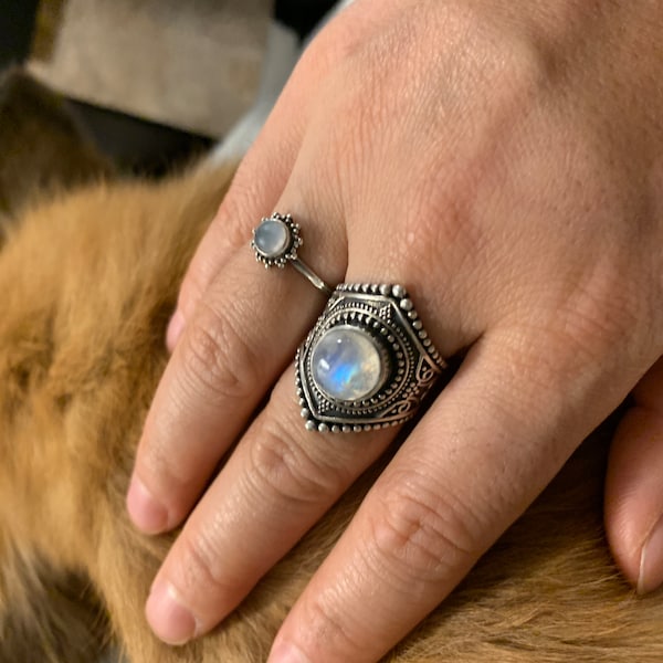 Boho Moonstone Ring, Sterling Silver Ring for Women, Statement Ring ...