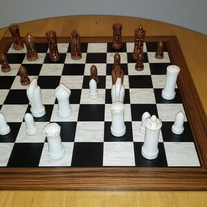 Made to Order Chess Set, Reynard the Fox Design in a Stone and Walnut ...