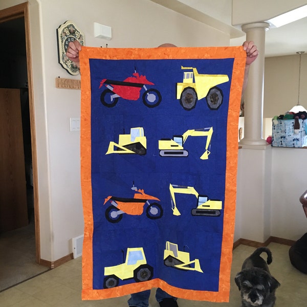 Construction/roadwork Paper Pieced Pattern Pack. Four 12 Inch Quilt ...