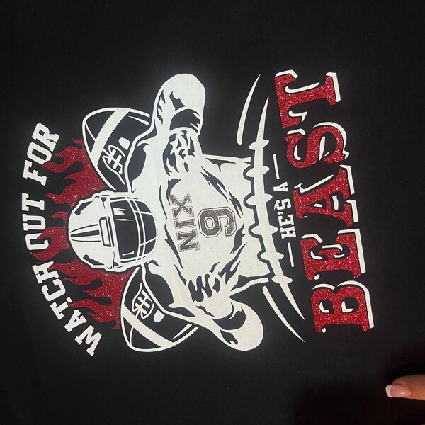 Watch Out He's a Beast Svg | Football Player Svg | Football Name ...