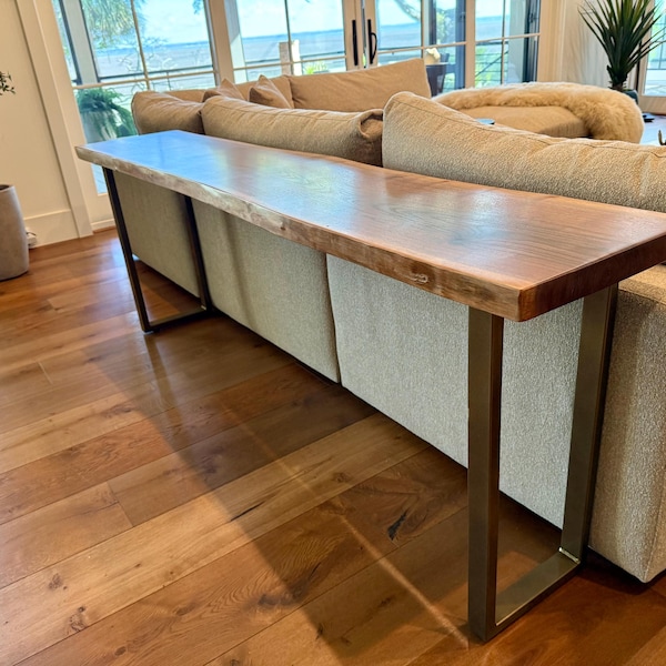 Custom Black Walnut Live Edge Table With Shelf Console Hallway TV Stand ...