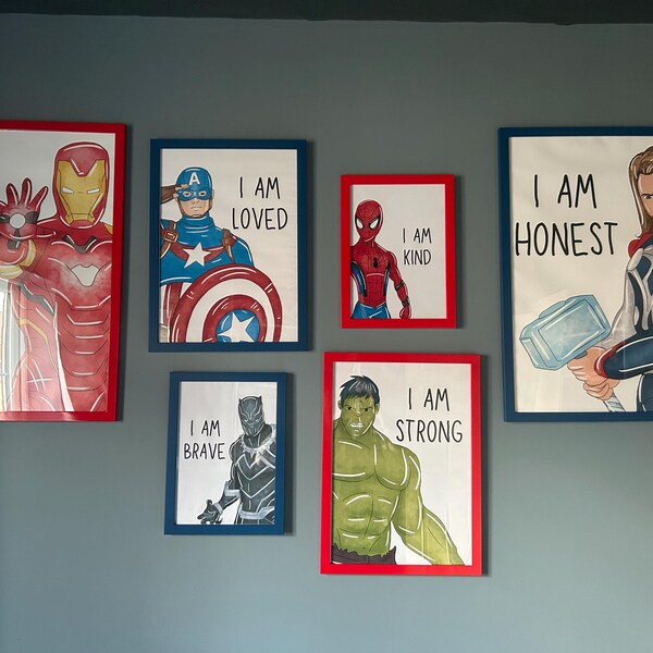 Superhero Affirmation Prints: Set of 6 Kids Room Decor (digital ...