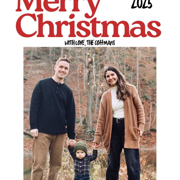 Simple Modern Christmas Card | Holiday Postcard | Canva Template - Etsy