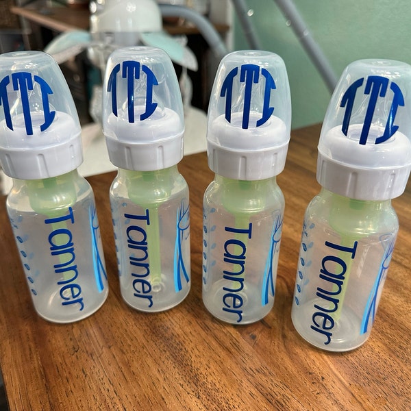 Baby Bottle Name Decals, Daycare Labels, Personalized Vinyl, Monogram ...