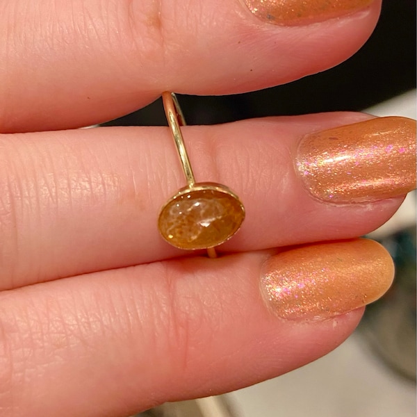 Sunstone Ring, Orange Sunstone, Gold Ring, Delicate Gold Ring, Stacking ...