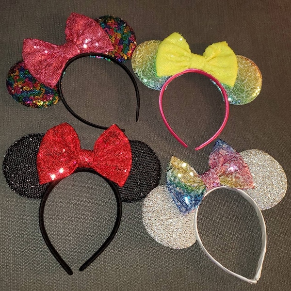 Red Mickey Minnie Mouse Ears, Rose Gold Ears, Halloween Mouse Ears ...