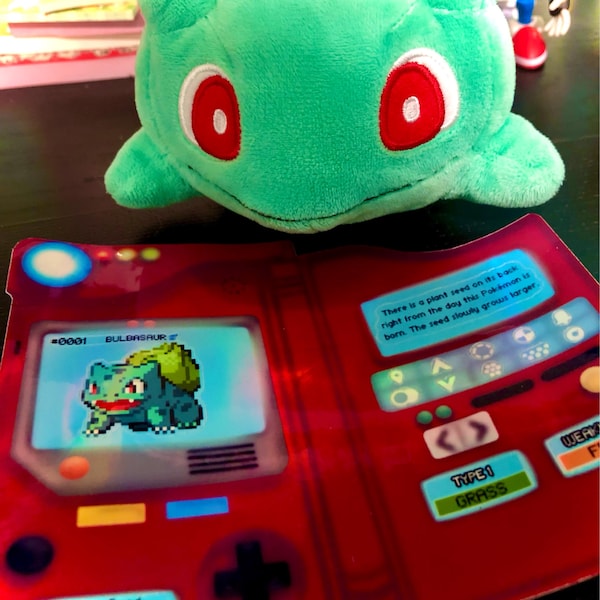 Pokedex Bulbasaur Handmade Sticker Sheet Holographic Video Game Vinyl ...