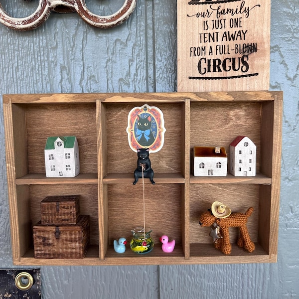 Gray Wooden Display With 28 Compartments | Shadow Curio Box | Grey Color Wall Hanging Organizer ...